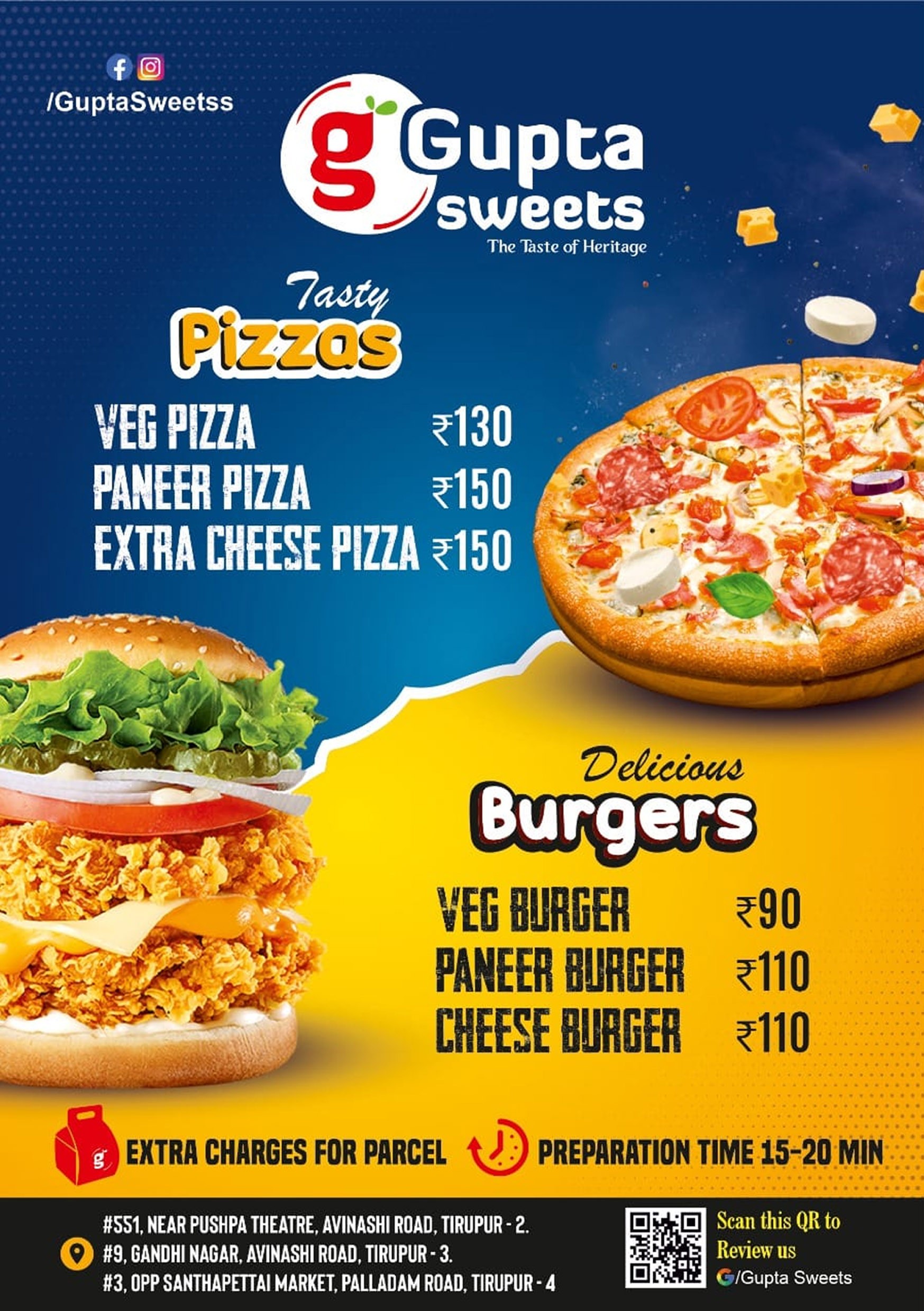 Menu - Gupta Sweets