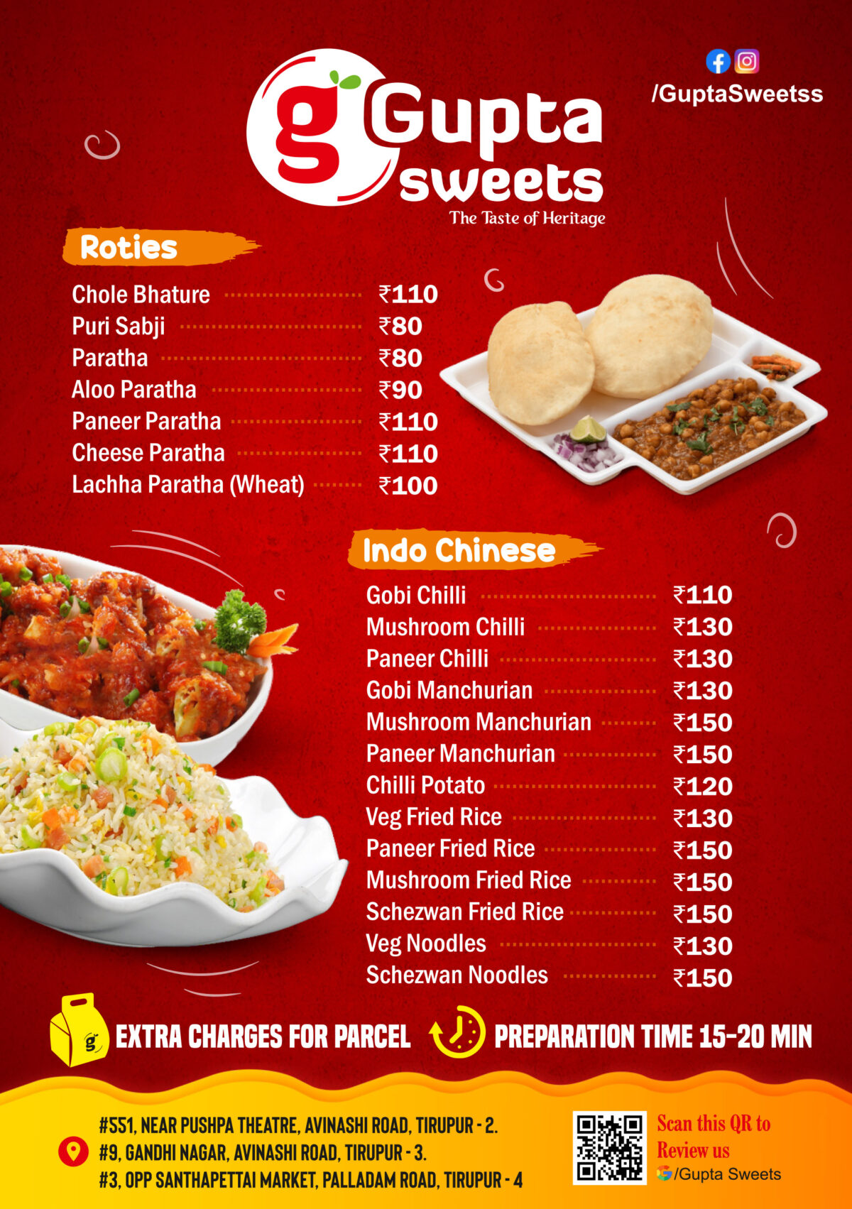 Menu - Gupta Sweets
